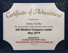 Tier One Aztec Awarded Safety Achievement Award by ExxonMobil Baytown ...